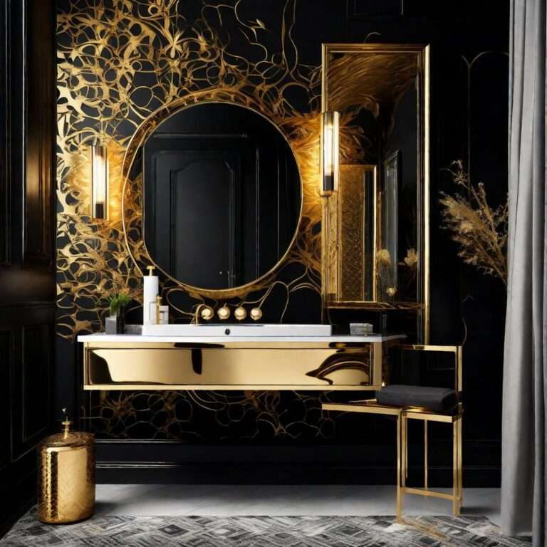 40 Elegant Ideas For Gold And Black Bathroom Decor